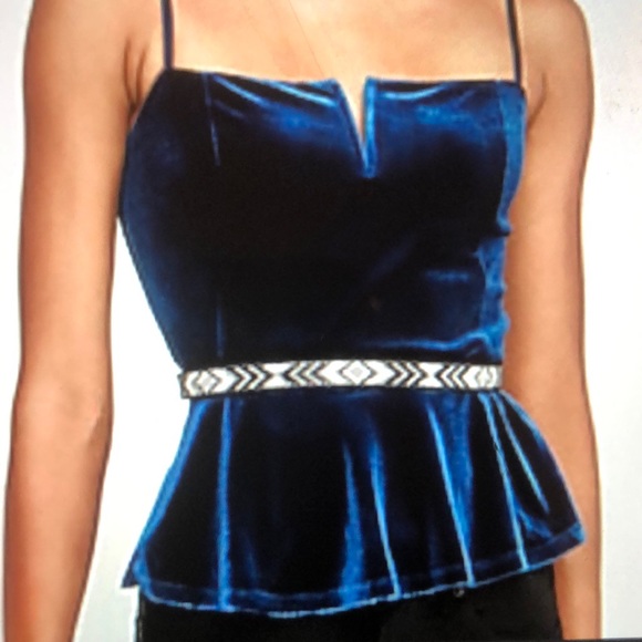 Express | Tops | Express Royal Blue Velvet Vwire Peplum Cami | Poshmark